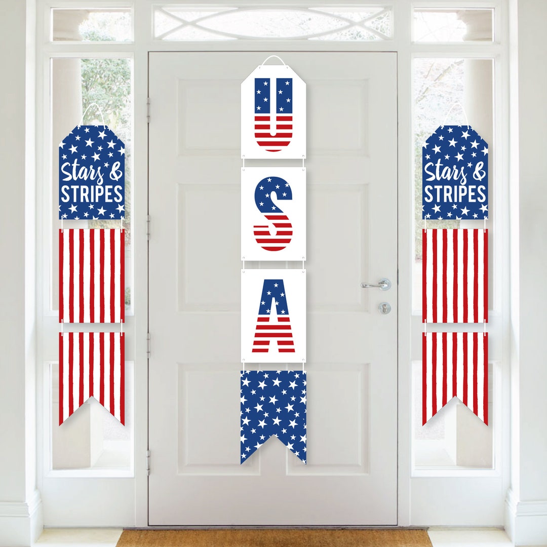 Stars & Stripes - Hanging Vertical Paper Door Banners -memorial Day ...