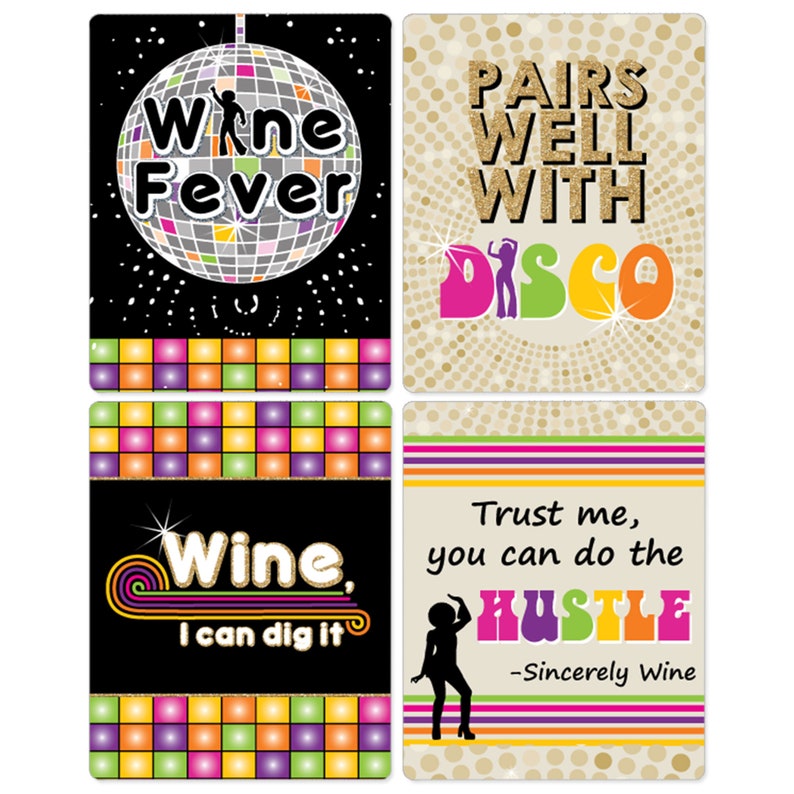 70's Disco 1970s Disco Fever Party Wine Bottle Labels | Etsy