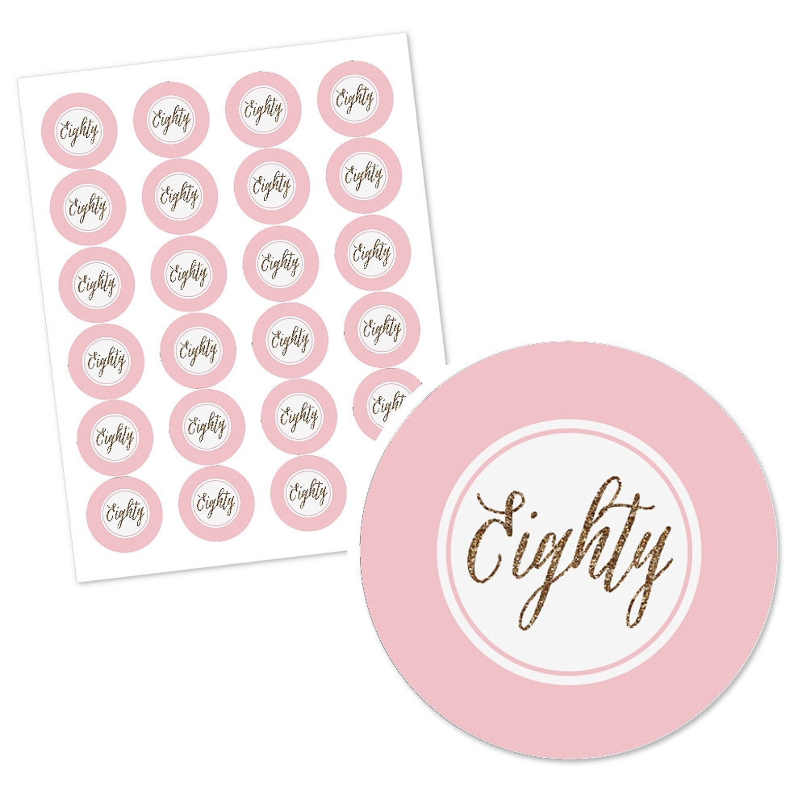 Custom Chic 80th Birthday Pink and Gold Personalized | Etsy