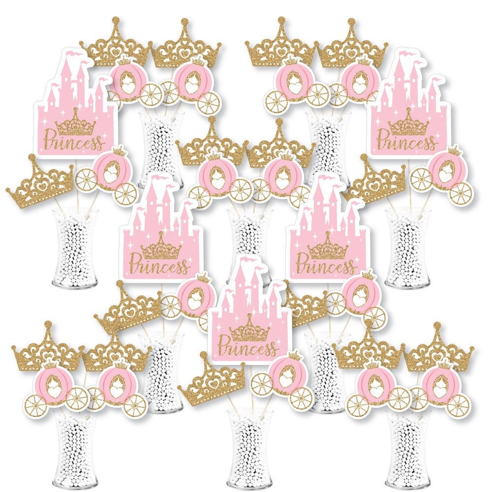 Little Princess Crown Shaped Pink And Gold Princess Baby Shower Or ...