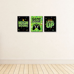 Game Zone Wall Art and Pixel Video Game Kids Room Décor 7.5 X 10 Set of ...