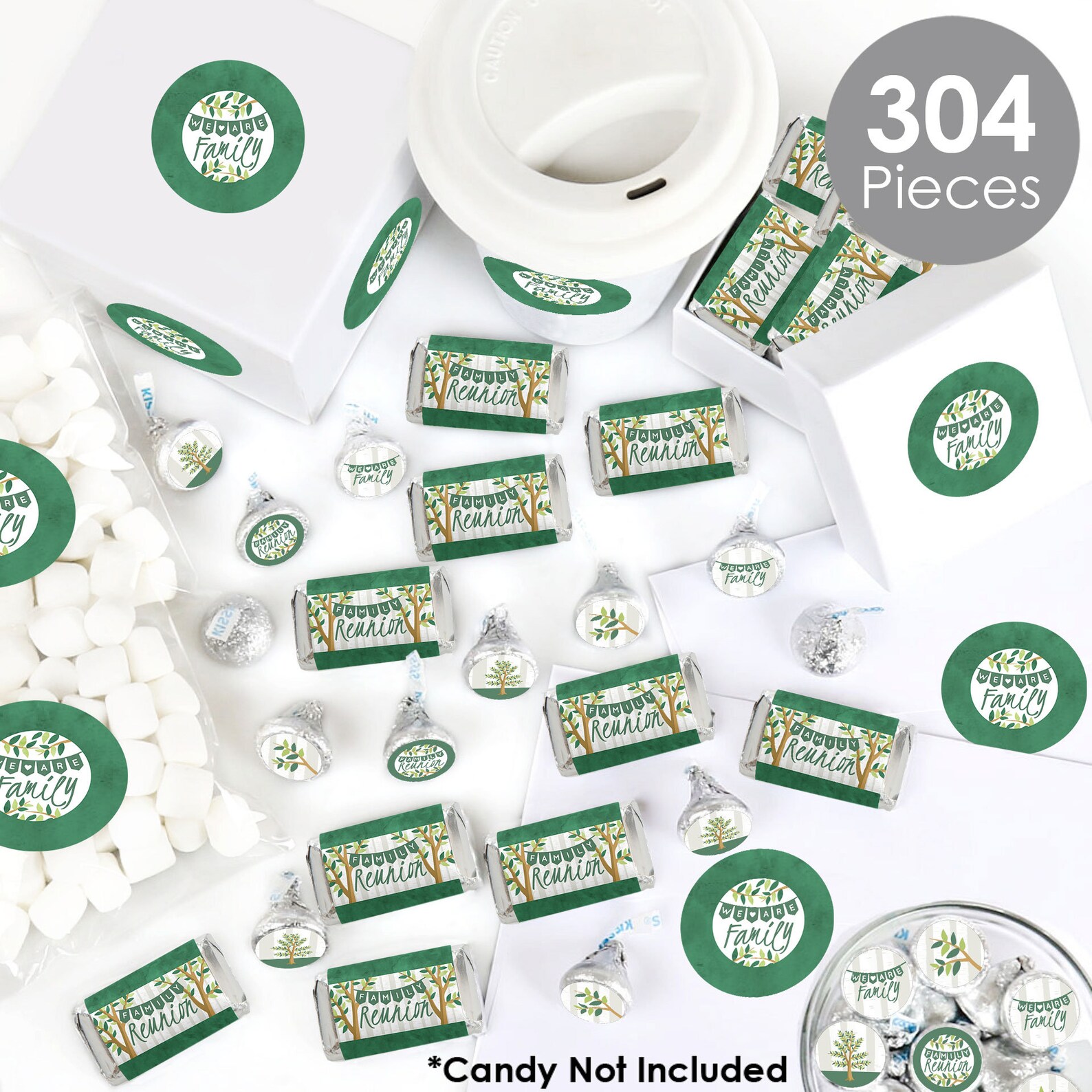 Family Tree Reunion - Mini Candy Bar Wrappers, Round Candy Stickers and ...