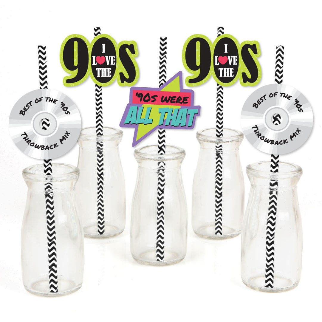 90's Throwback Die-cut Straw Decorations 1990s Party Paper Cut-outs ...