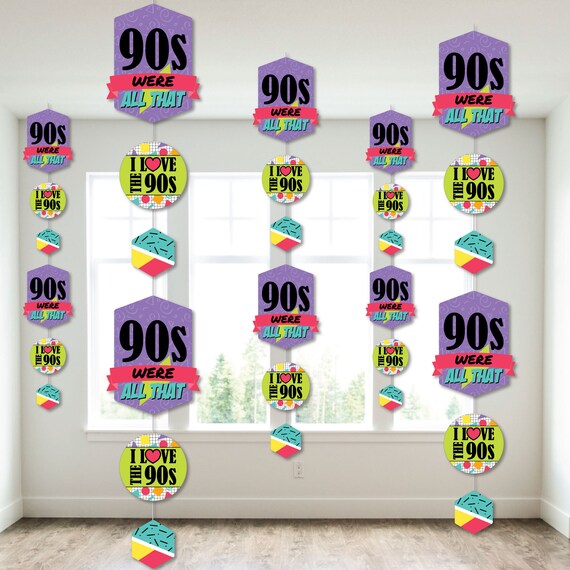 90’s Throwback - 1990s Party DIY Dangler Backdrop - Hanging Vertical ...