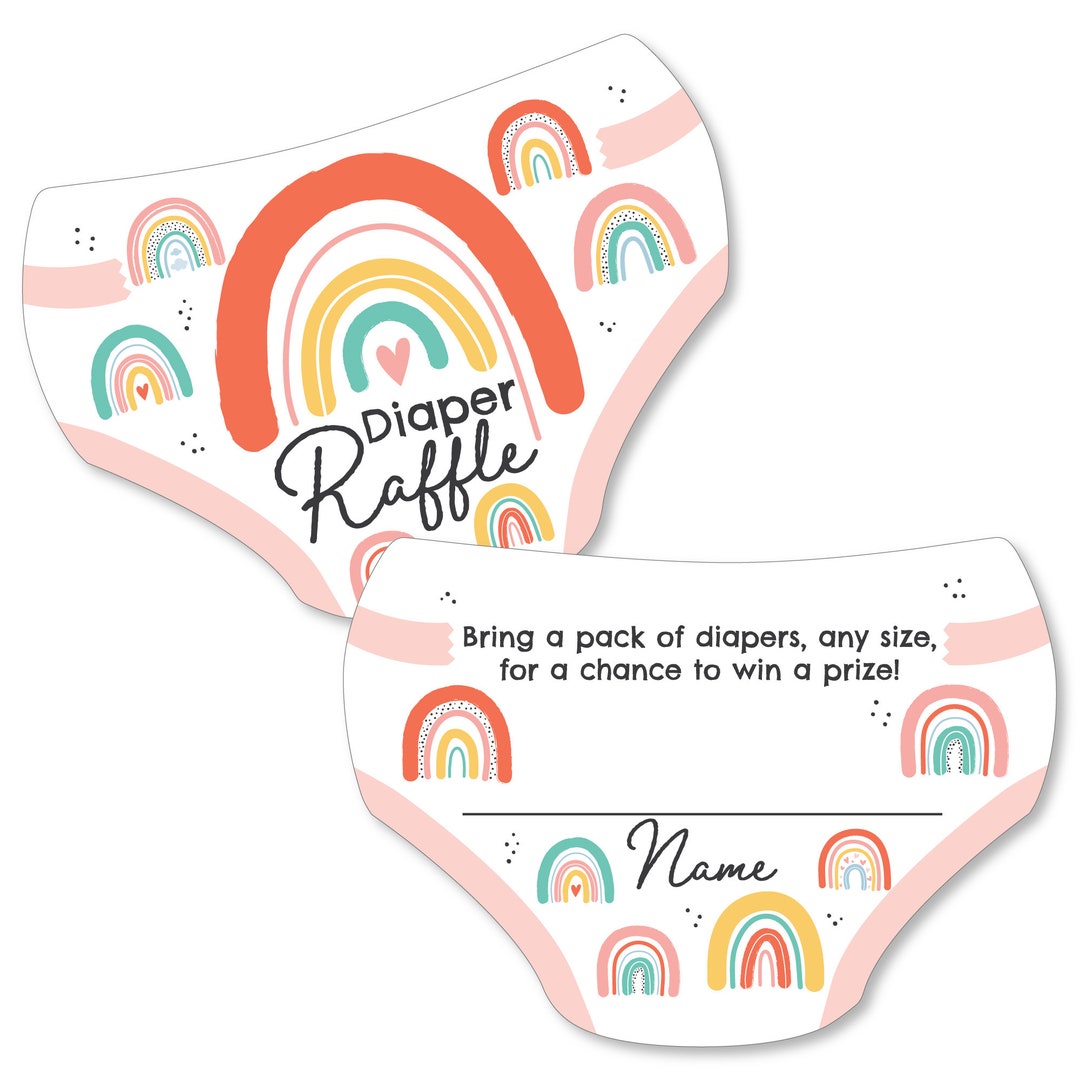 Hello Rainbow - Diaper Shaped Raffle Ticket Inserts - Boho Baby Shower ...