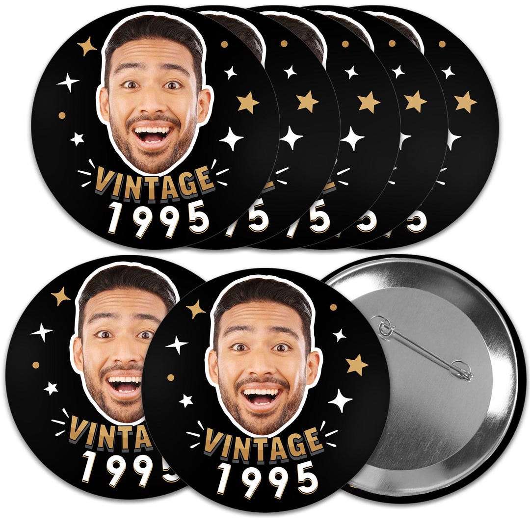Custom Vintage Birthday Buttons, 3-inch Fun Face Cutout and ...