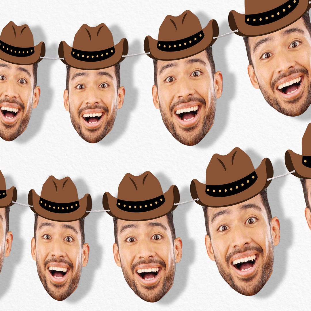 Custom Western Hoedown Face Cut Out Garland Banner, Personalized Wild ...