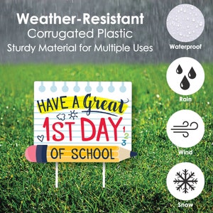 First Day of School - Yard Sign and Outdoor Lawn Decorations - Back to ...