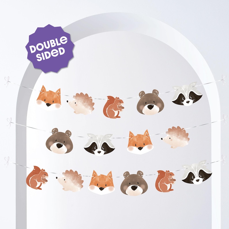 Woodland Animals Garland Banner, Forest Baby Shower or Birthday Banner ...