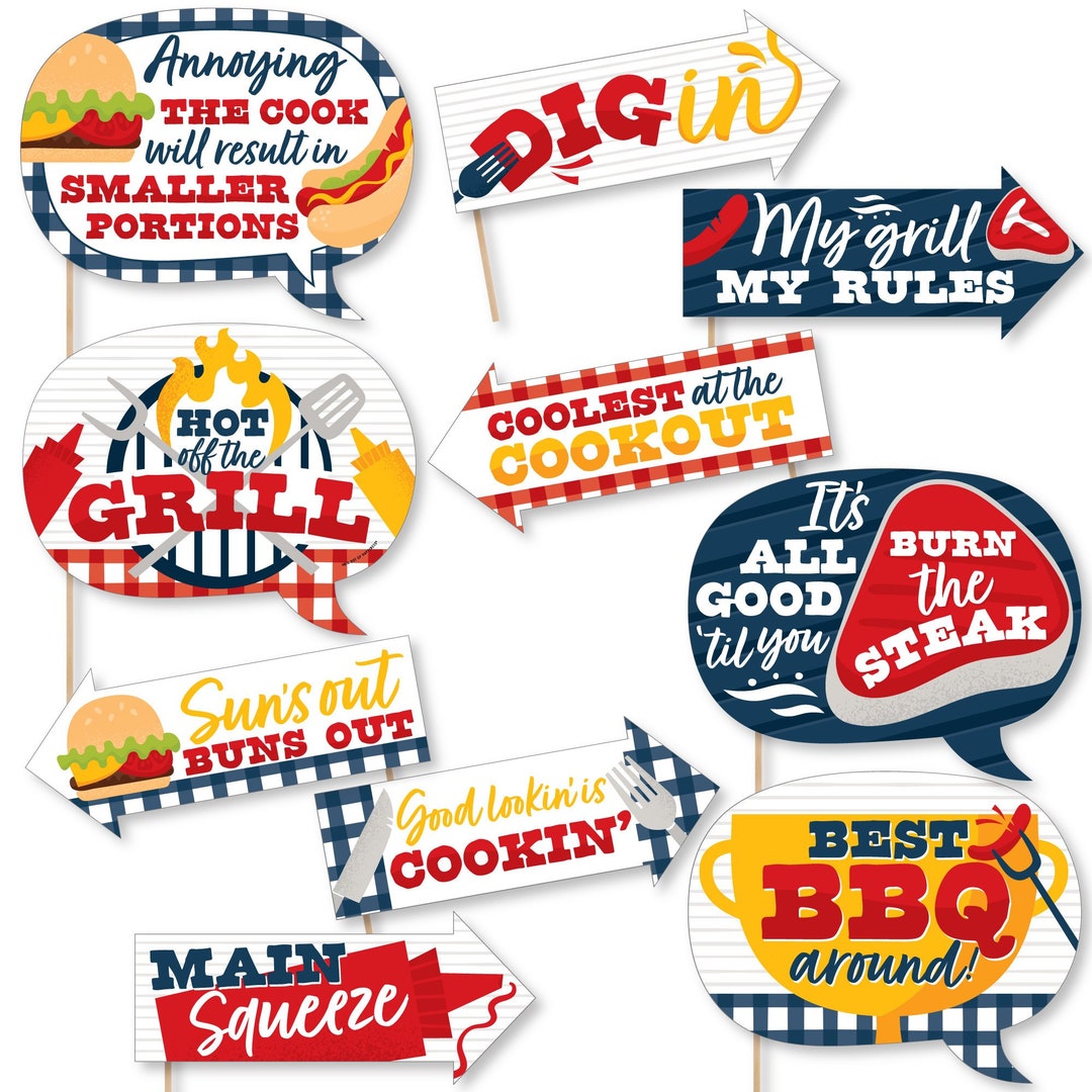Funny Fire up the Grill - Summer BBQ Picnic Party Photo Booth Props Kit ...