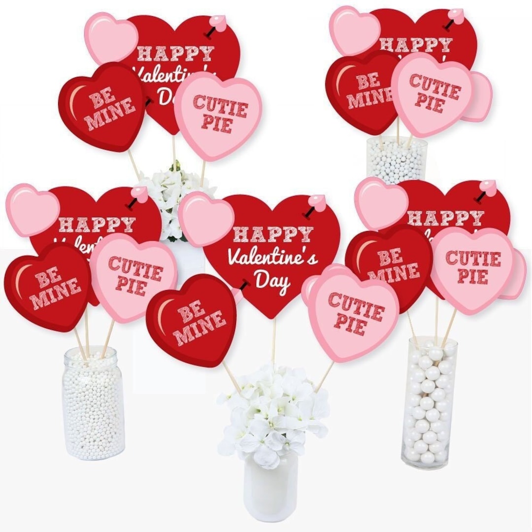Conversation Hearts - Centerpiece Sticks - Valentine's Day Party Table ...
