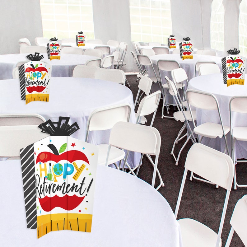 Teacher Retirement - Table Decorations - Happy Retirement Party Fold ...