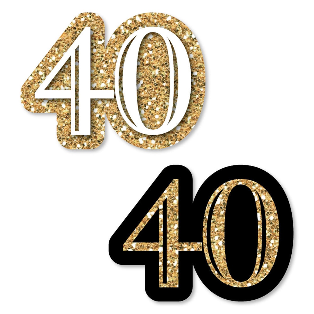 Small 40th Birthday DIY Shaped Paper Cut Outs - Adult 40th Birthday ...
