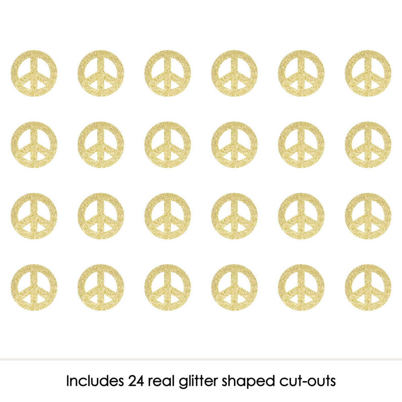 Gold Glitter Peace Sign No-mess Real Gold Glitter Cut-outs - Etsy