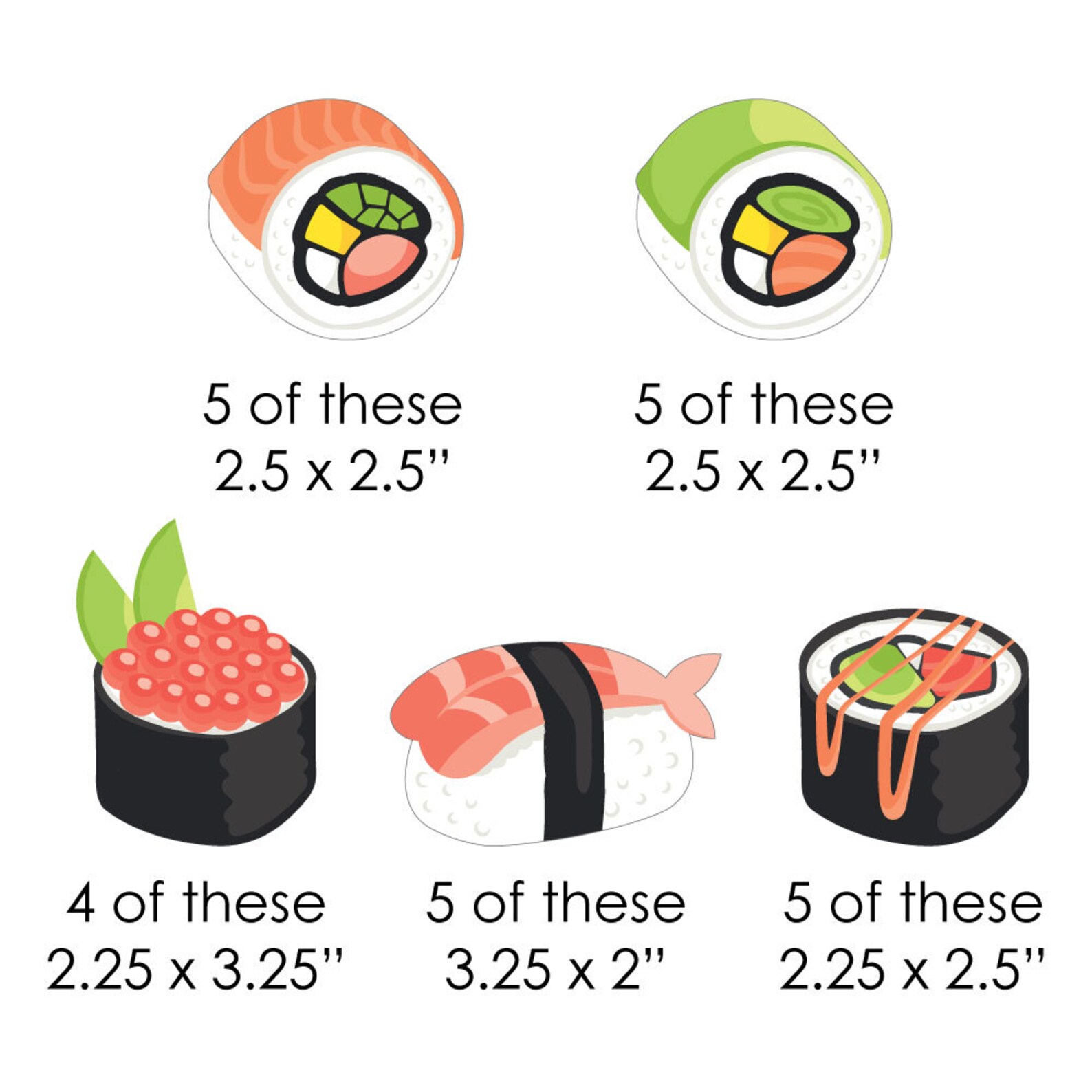 Let's Roll Sushi DIY Shaped Die Cut Paper Cut Outs - Etsy