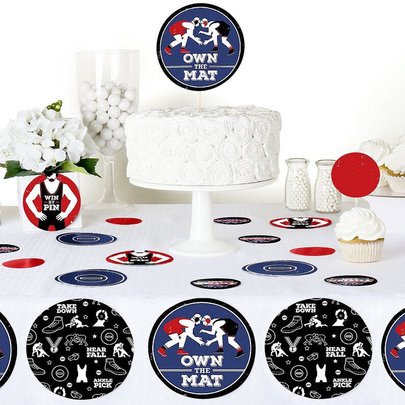 Own the Mat - Wrestling - Giant Circle Confetti - Baby Shower or ...