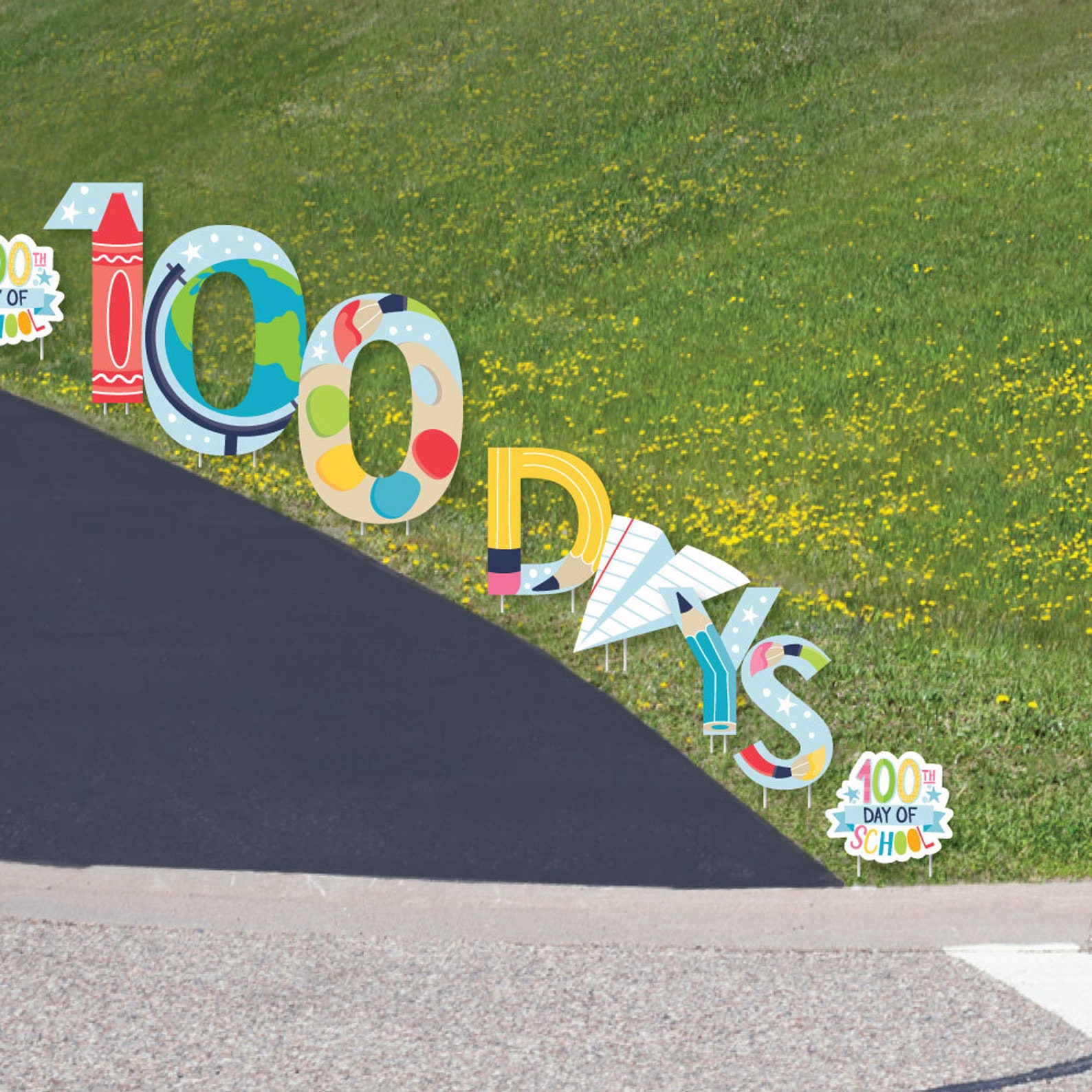 Happy 100th Day of School Yard Sign Outdoor Lawn Decorations | Etsy