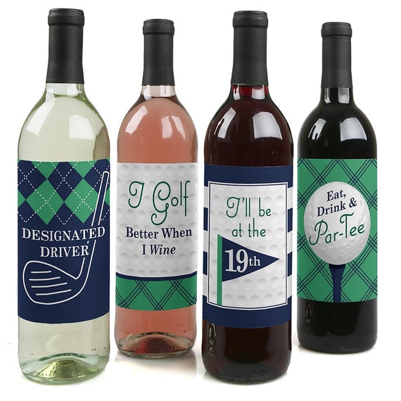 Golf Wine Bottle Labels Par-tee Time Golf Wine Labels for - Etsy
