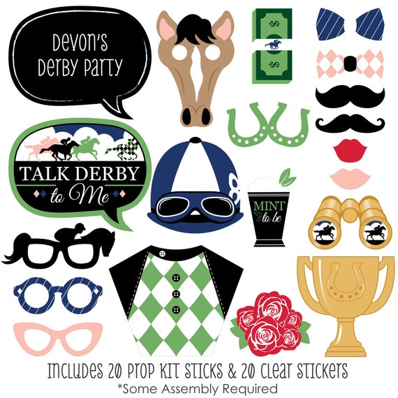 Kentucky Horse Derby Photo Booth Props - Horse Race Party Prop Kit with ...