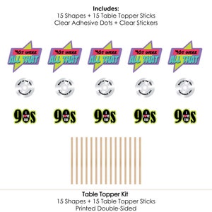 90's Throwback - Centerpiece Sticks - 1990's Party Table Toppers - 90's ...