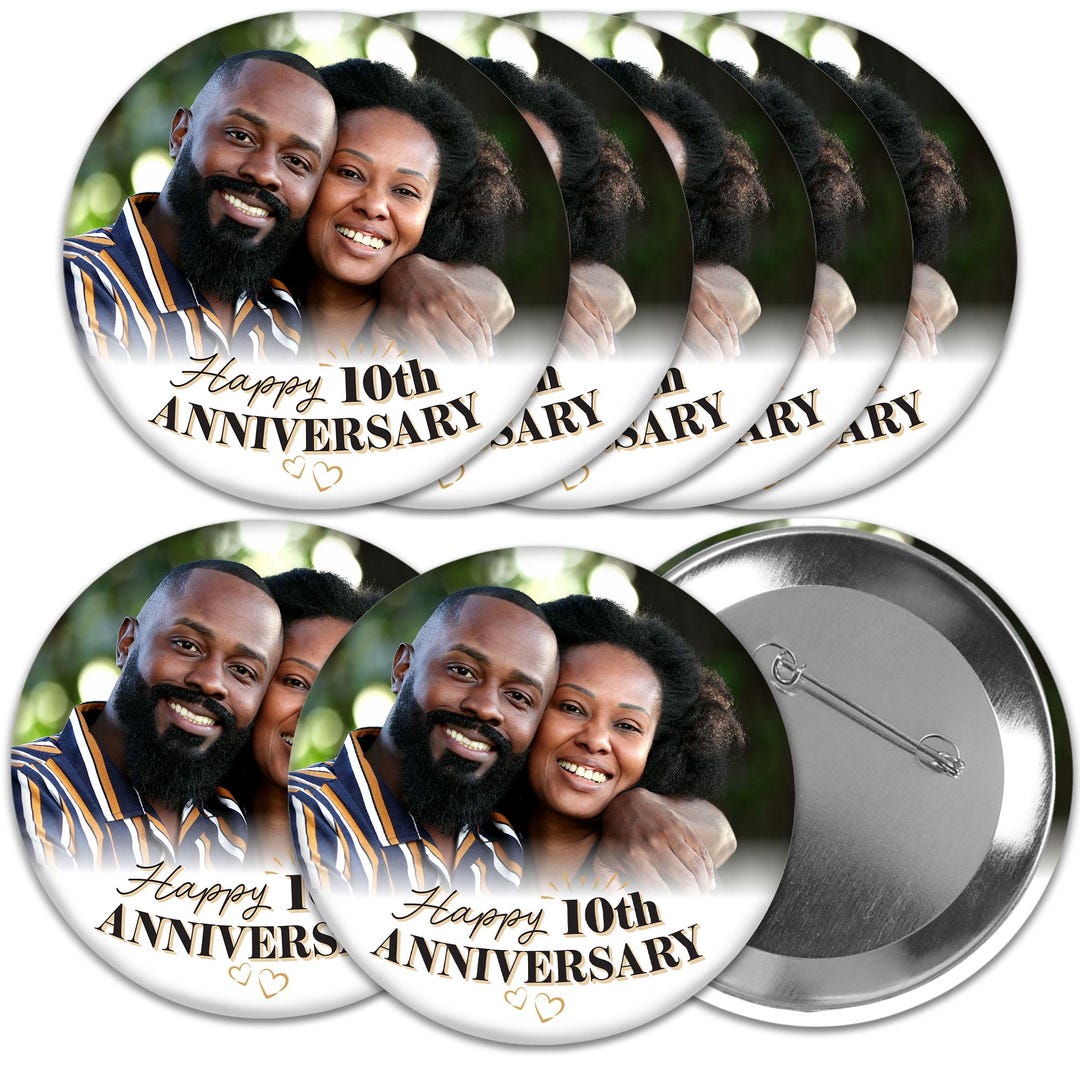 Custom Photo Happy Anniversary Party Favors With Wedding Year, 3-inch ...
