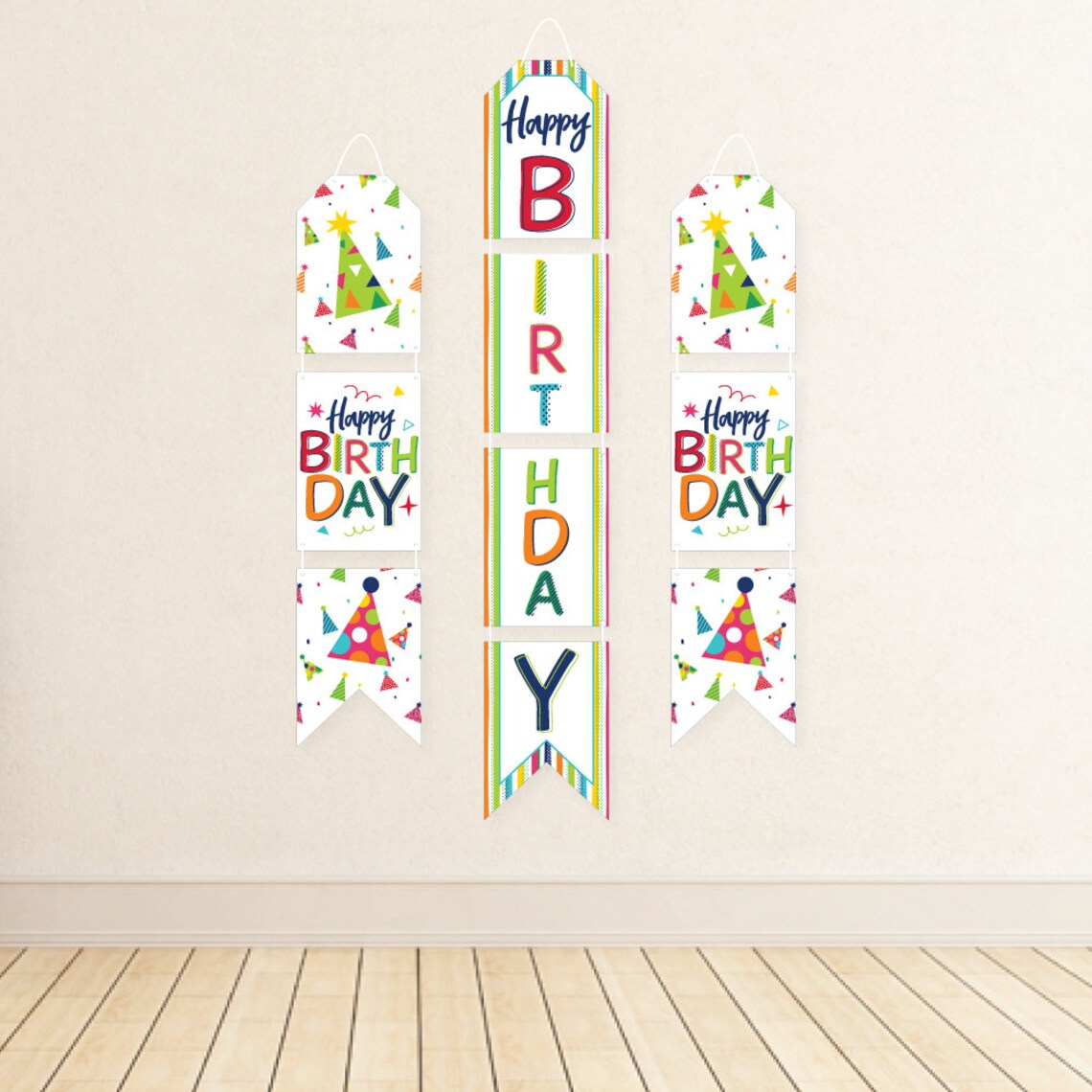 Cheerful Happy Birthday Hanging Vertical Paper Door Banners - Etsy