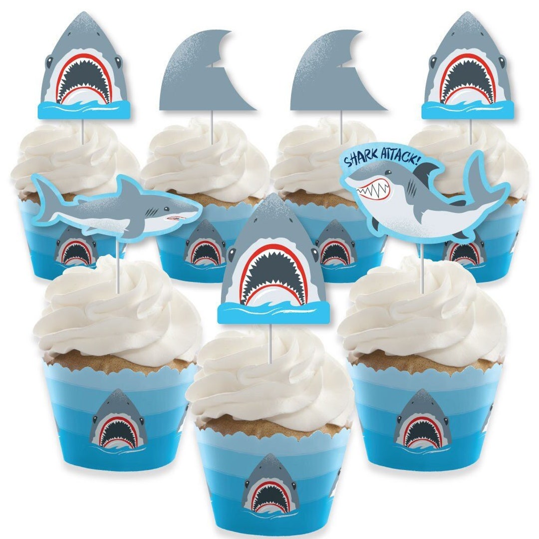 Shark Zone - Cupcake Decoration - Jawsome Shark Party or Birthday Party ...