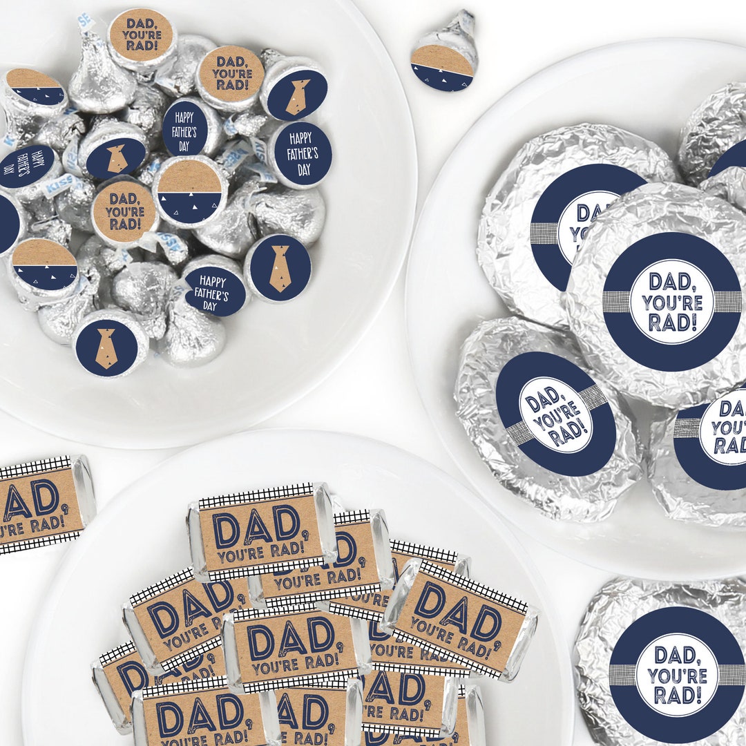My Dad is Rad - Mini Candy Bar Wrappers, Round Candy Stickers - Father ...