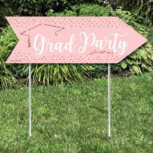 Rose Gold Grad - Graduation Party Arrows - Double Sided Outdoor Yard ...
