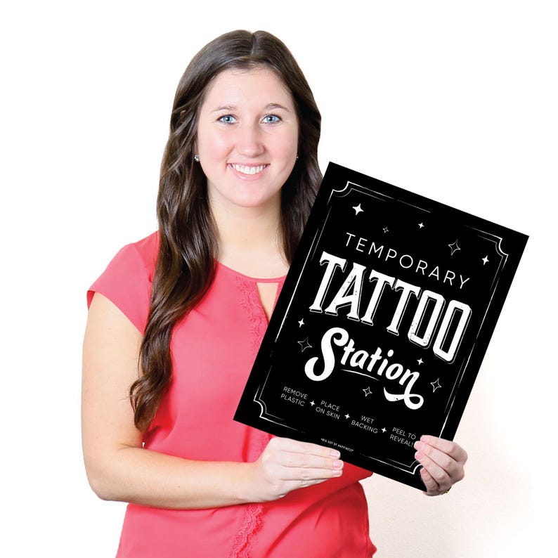 Temporary Tattoo Station Sign - Printed on Sturdy Plastic Material - 10 ...