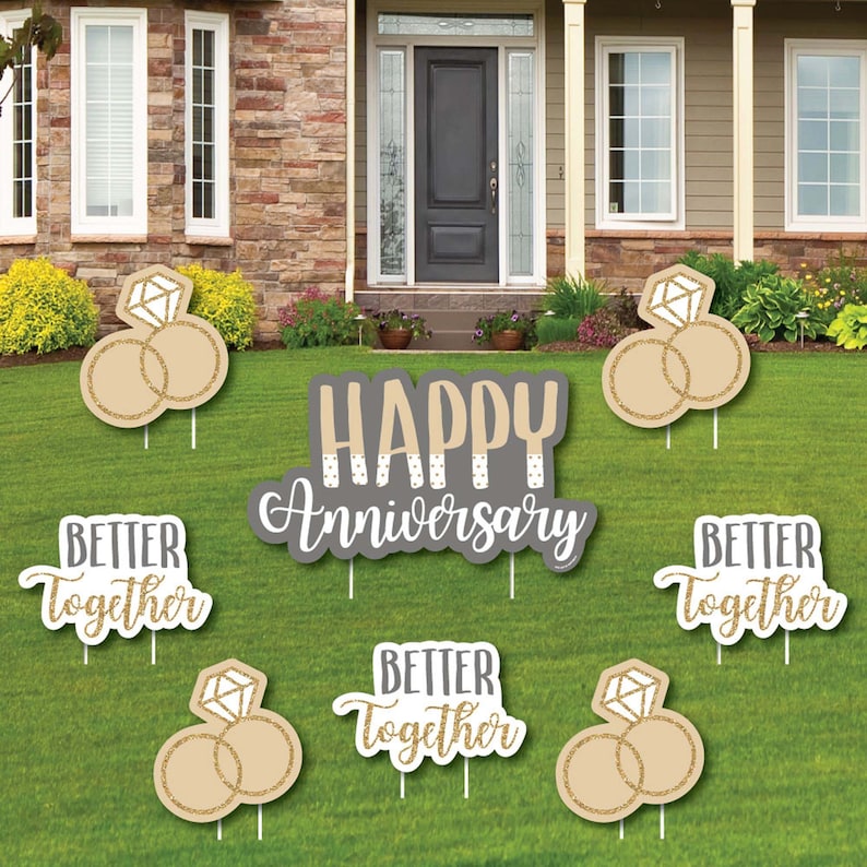 Happy Anniversary Yard Sign and Outdoor Lawn Decorations - Etsy