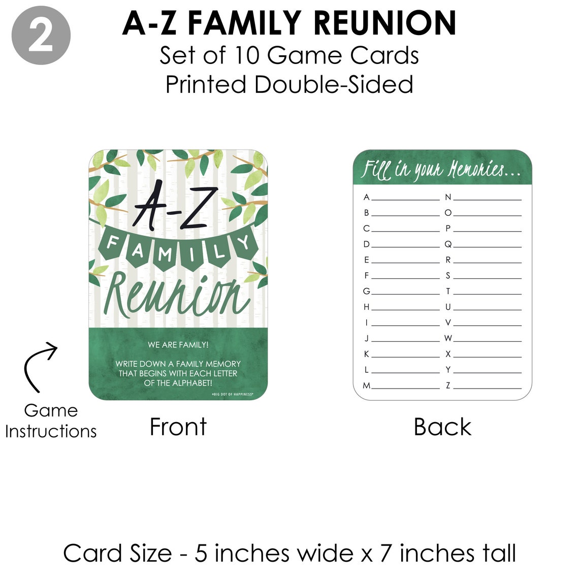 Family Tree Reunion - 4 Family Gathering Party Games - 10 Cards Each ...