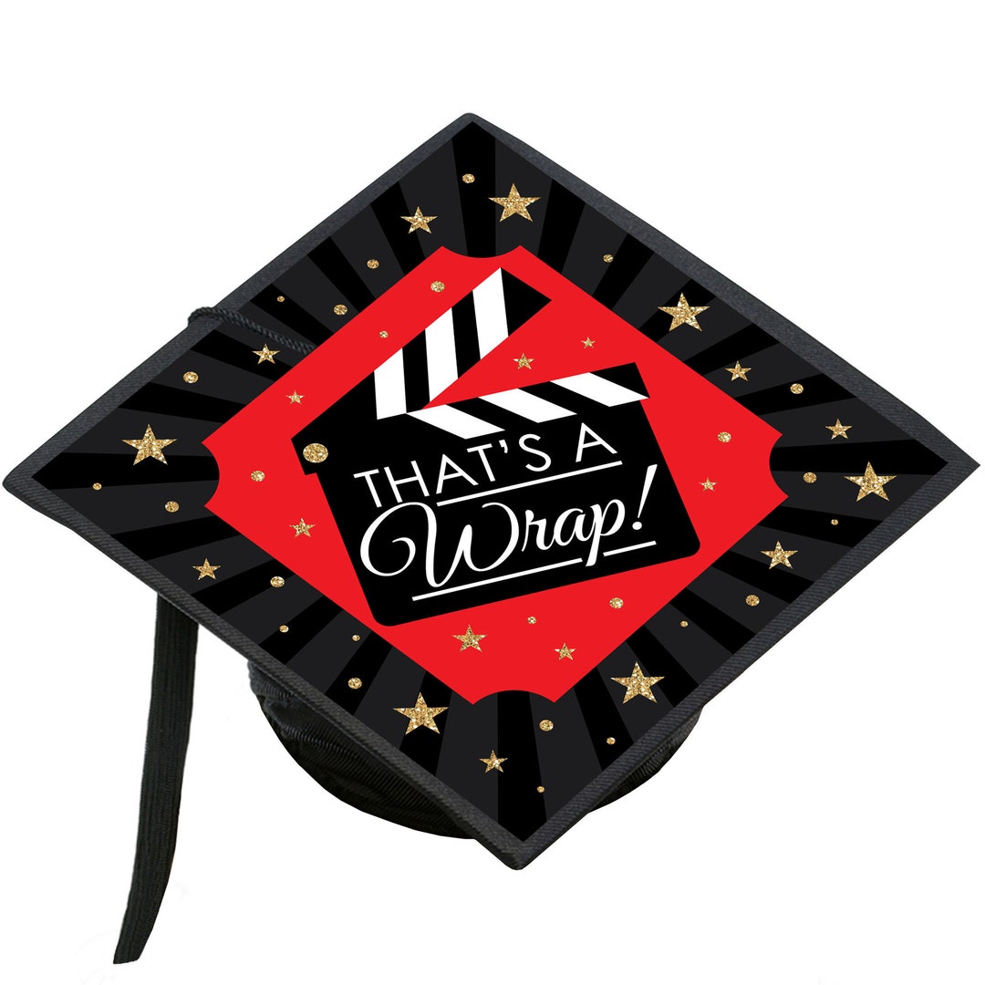 That’s a Wrap - Movie Graduation Cap Decorations Kit - Grad Cap Cover ...