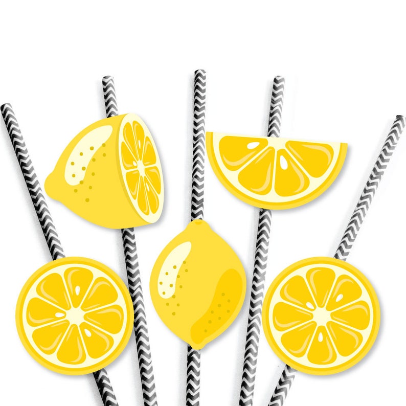 So Fresh - Lemon - Die-cut Straw Decorations - Citrus Lemonade Party ...