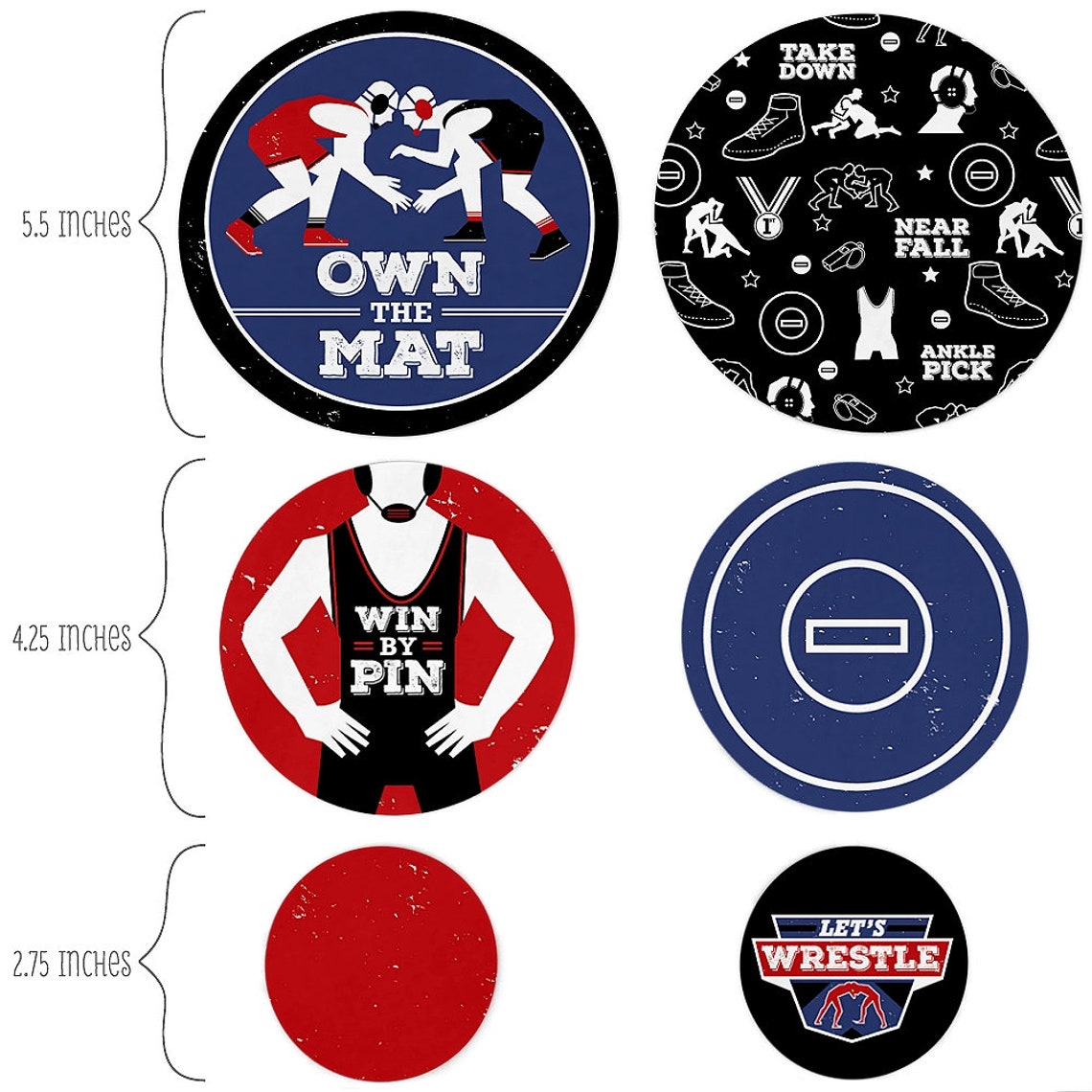 Own the Mat - Wrestling - Giant Circle Confetti - Baby Shower or ...