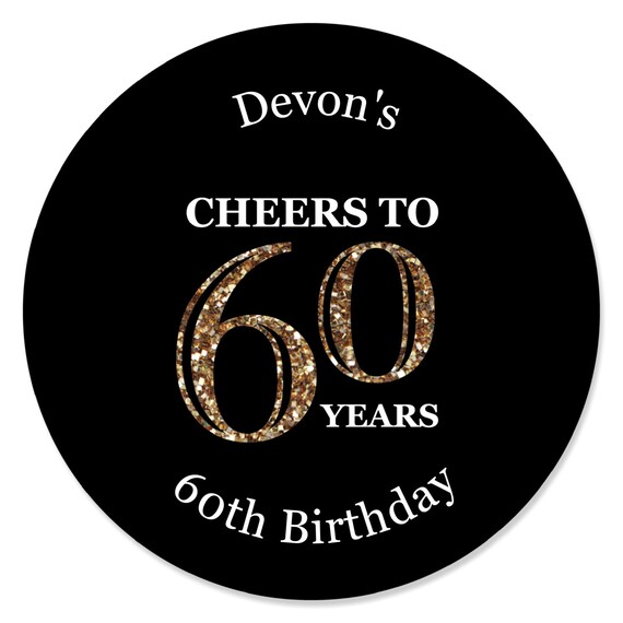 60th Birthday Circle Stickers - Adult 60th Birthday - Gold ...