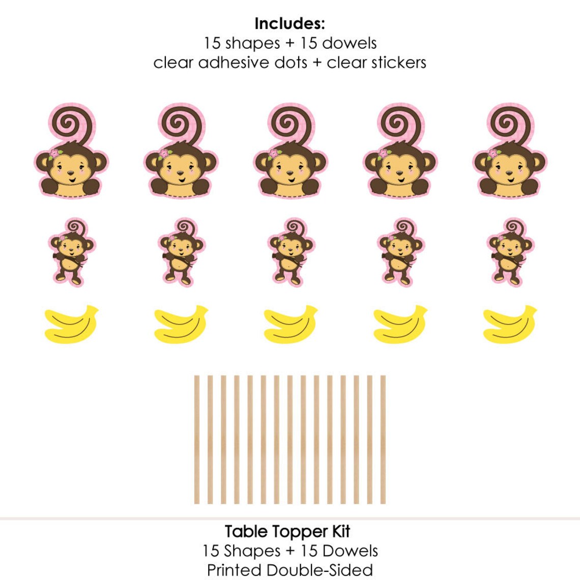 Pink Monkey Girl Baby Shower or Birthday Party Centerpiece - Etsy