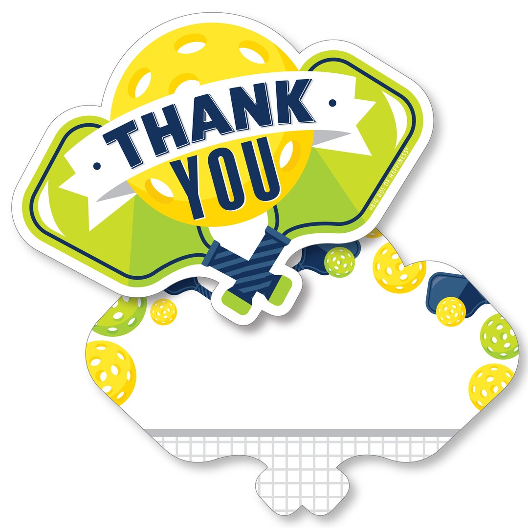 Let’s Rally - Pickleball - Shaped Thank You Cards - Birthday or ...