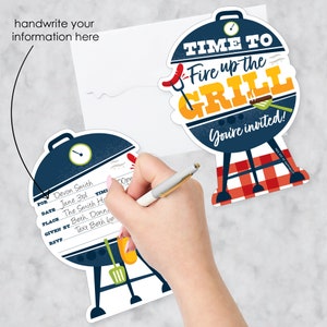 Fire up the Grill - Shaped Fill-in Invitations - Summer BBQ Picnic ...