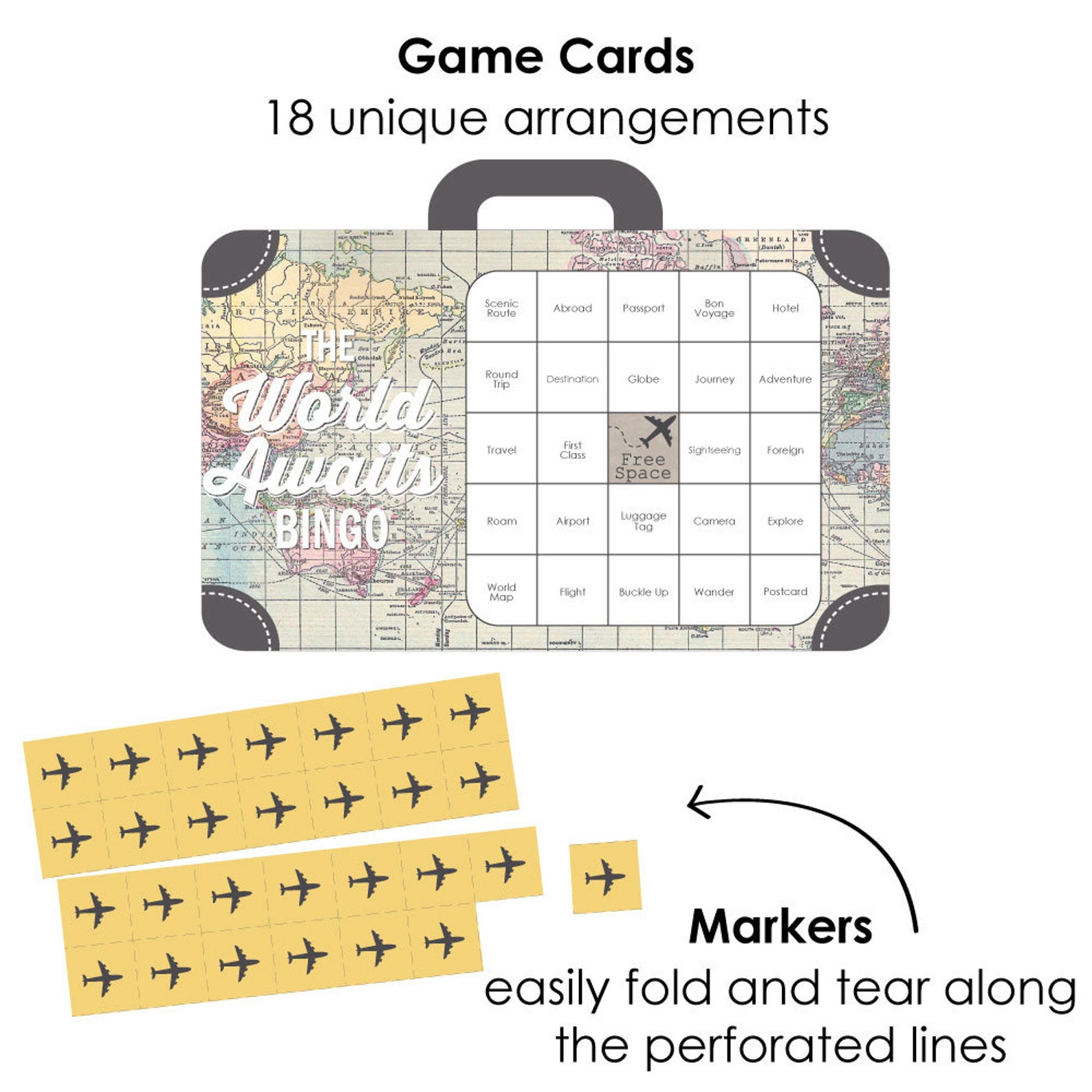 World Awaits Bingo Cards and Markers Travel Themed Party | Etsy