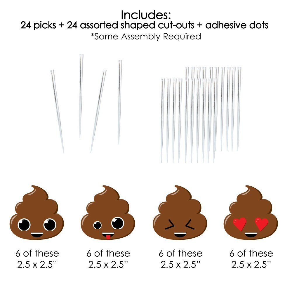 Party 'til You're Pooped - Dessert Cupcake Toppers - Poop Emoji or ...