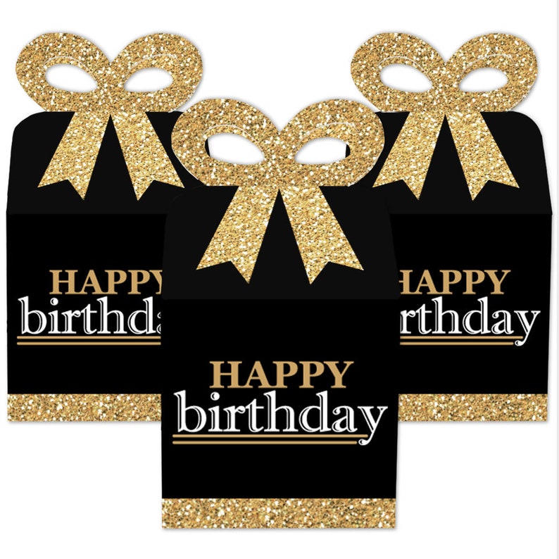 Adult Happy Birthday Gold Square Favor Gift Boxes - Etsy