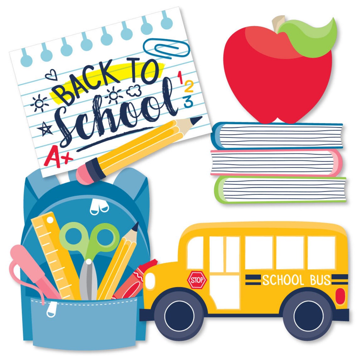 Back to School Backpack School Bus Apple and Books - Etsy