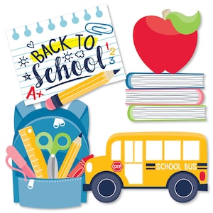 Back to School - Backpack, School Bus, Apple and Books Decorations Diy ...