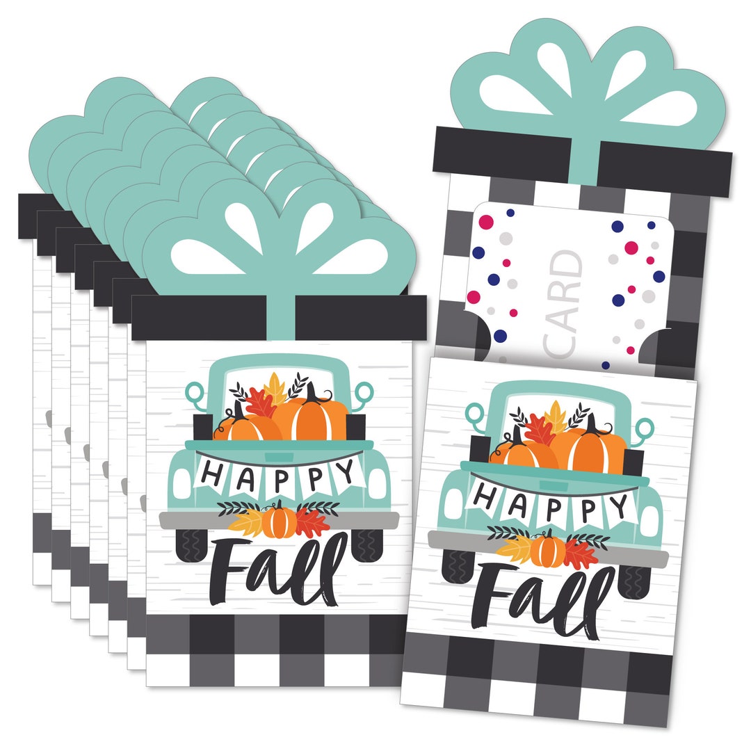 Happy Fall Truck Harvest Pumpkin Party Money and Gift Card Sleeves ...