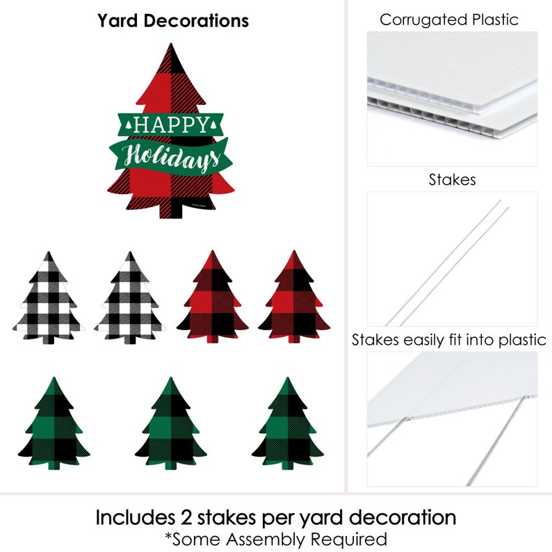 Holiday Plaid Trees Yard Sign and Outdoor Lawn Decorations - Etsy