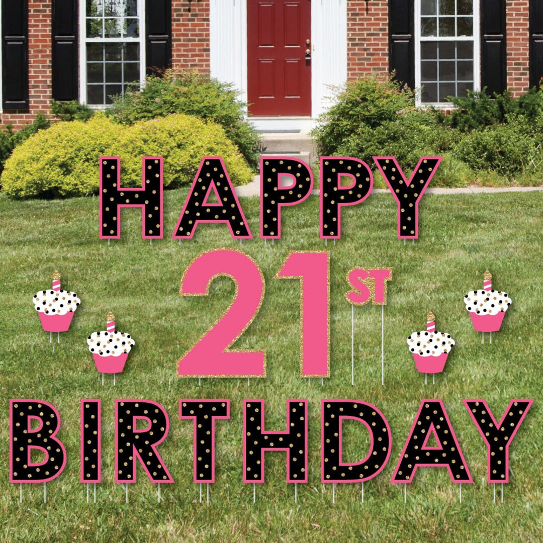 21st Birthday Party Yard Sign - Finally 21 - Girl Outdoor Lawn Birthday ...