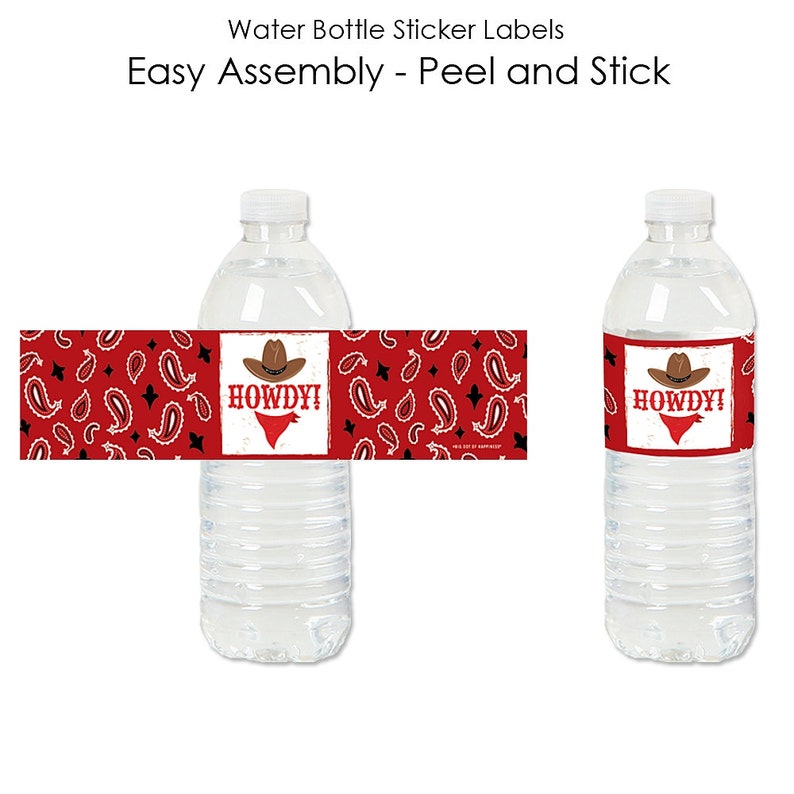 Western Hoedown - Wild West Cowboy Party Water Bottle Sticker Labels ...
