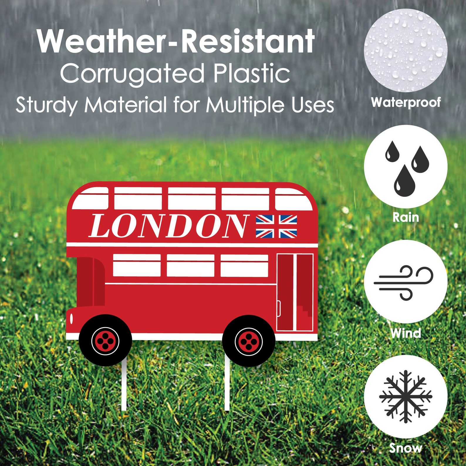 Cheerio London Union Jack Flag Double-decker Bus and Red - Etsy