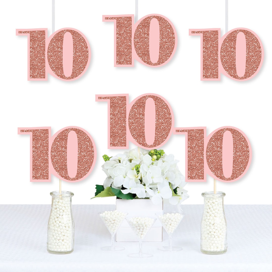 10th Pink Rose Gold Birthday - Decorations DIY Happy Birthday Party ...